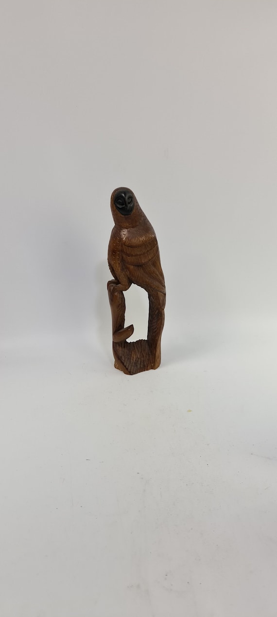 Vintage Hand Carved Wooden Parrot - Etsy