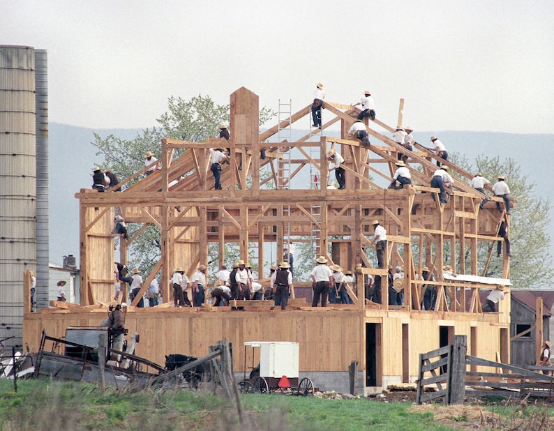 Amish Photography, “barn Raising I” Amish Print, Art Print, Fine Art ...
