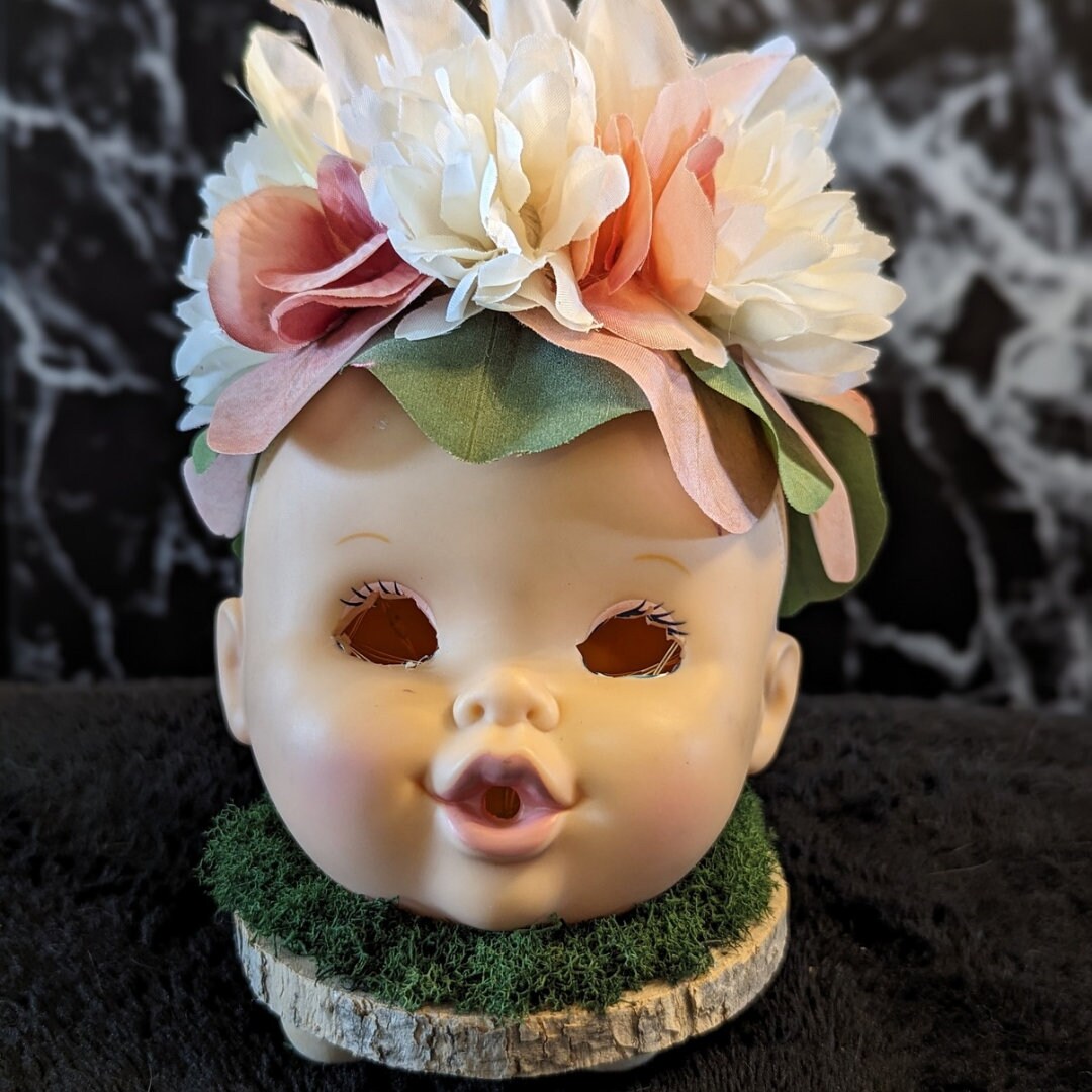 Light up Baby Doll Heads With Flowers - Etsy