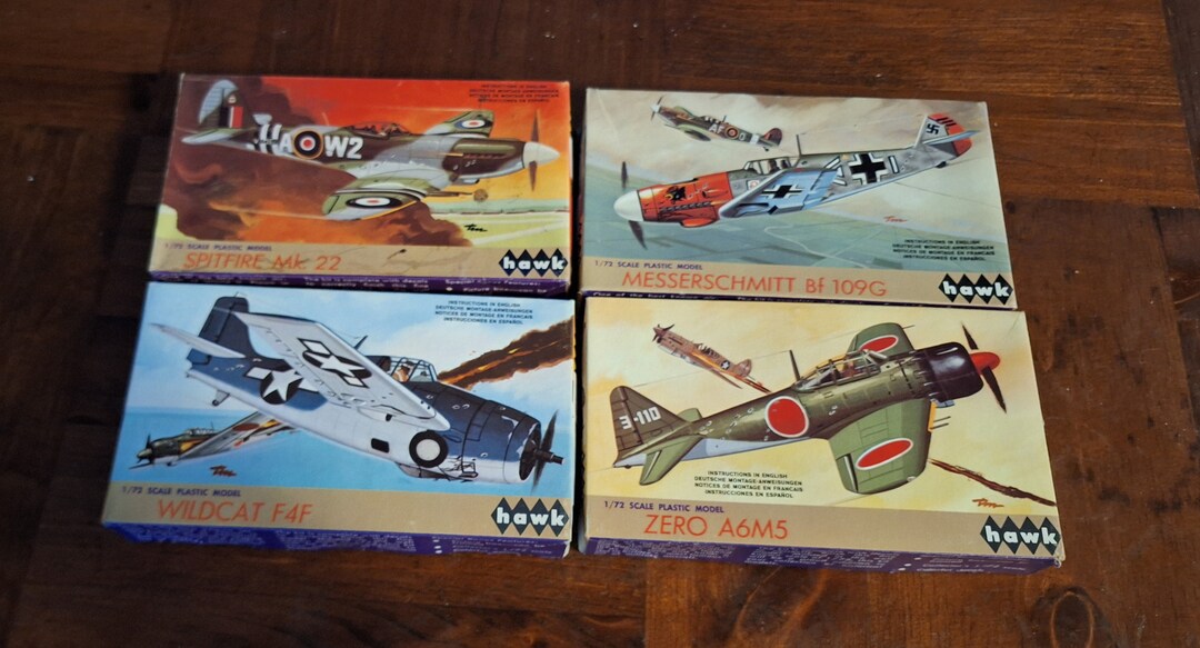 Set of 4 Vintage Hawk Airplane Model Kits - Etsy