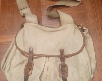Vintage 90s Brady Canvas & Leather Fly Fishing Bag / Creel Shoulder ...