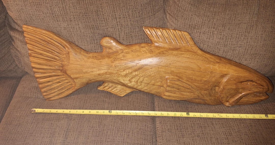 Large Hand-carved Wooden Fish - Etsy