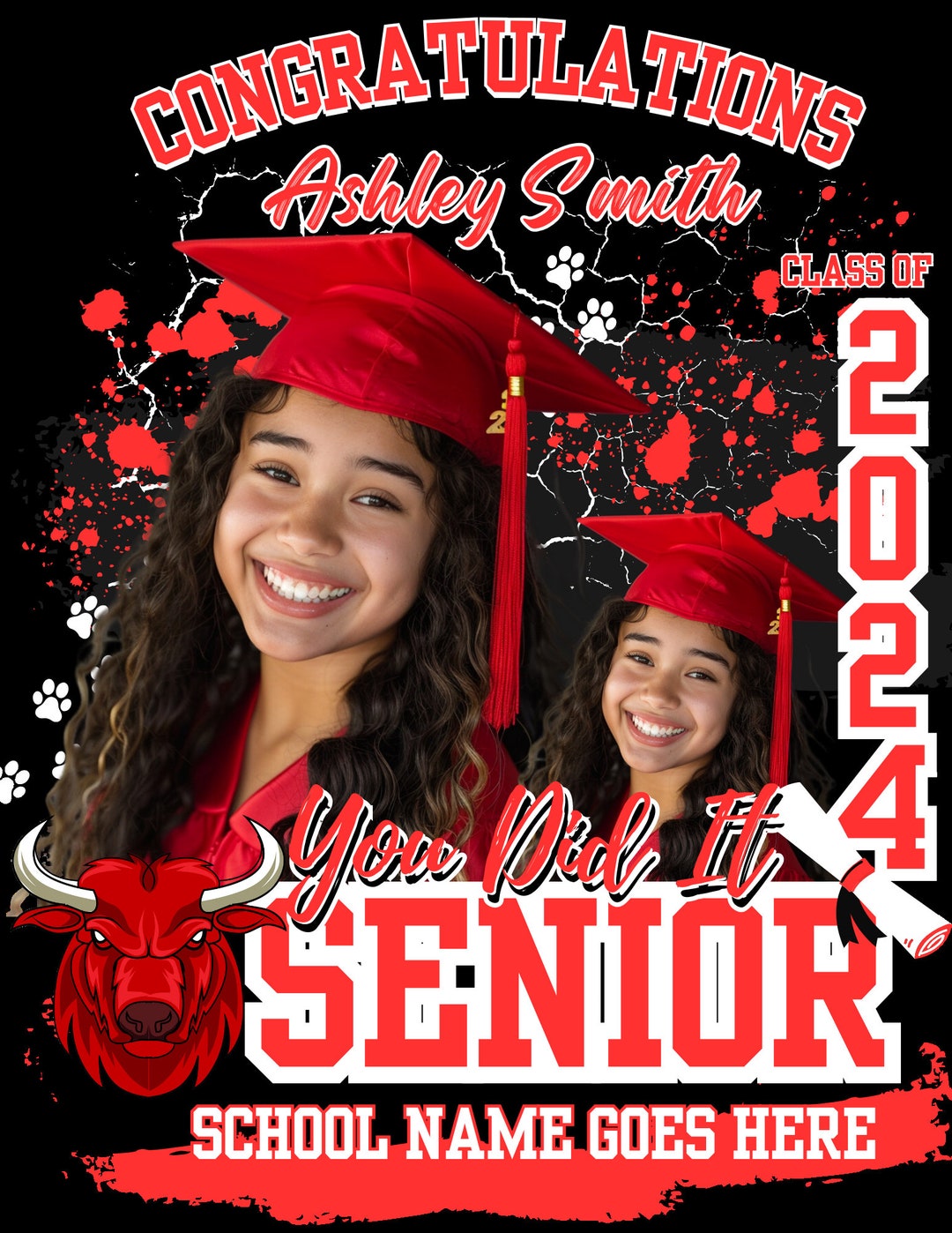 Personalized 2024 Graduation Canva Template: Customize With Name ...