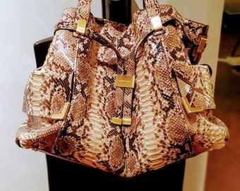 Michael kors python tote navy store