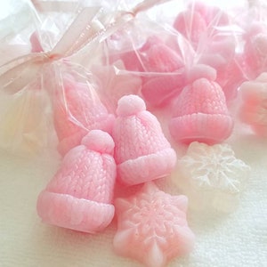 Snowflakes Soap Set, Baby Shower Set of 25 Pink Snowflakes and Hats ...