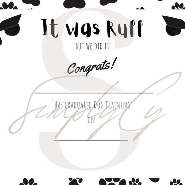 Printable Puppy/dog Graduation Certificate, Printable Congratulations ...