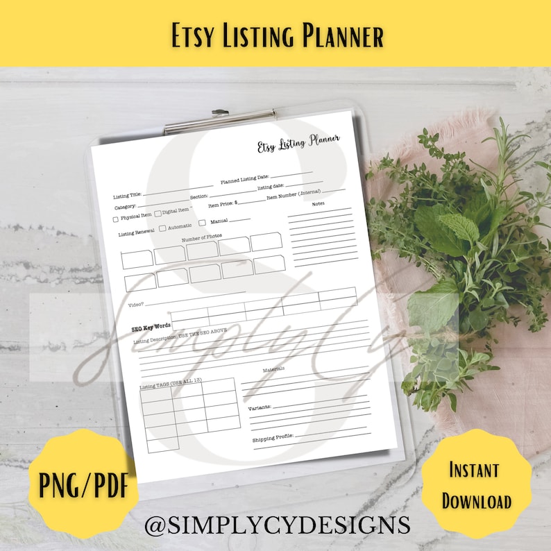 Etsy Listing Planner | Digital Planner | Etsy Listing Template ...
