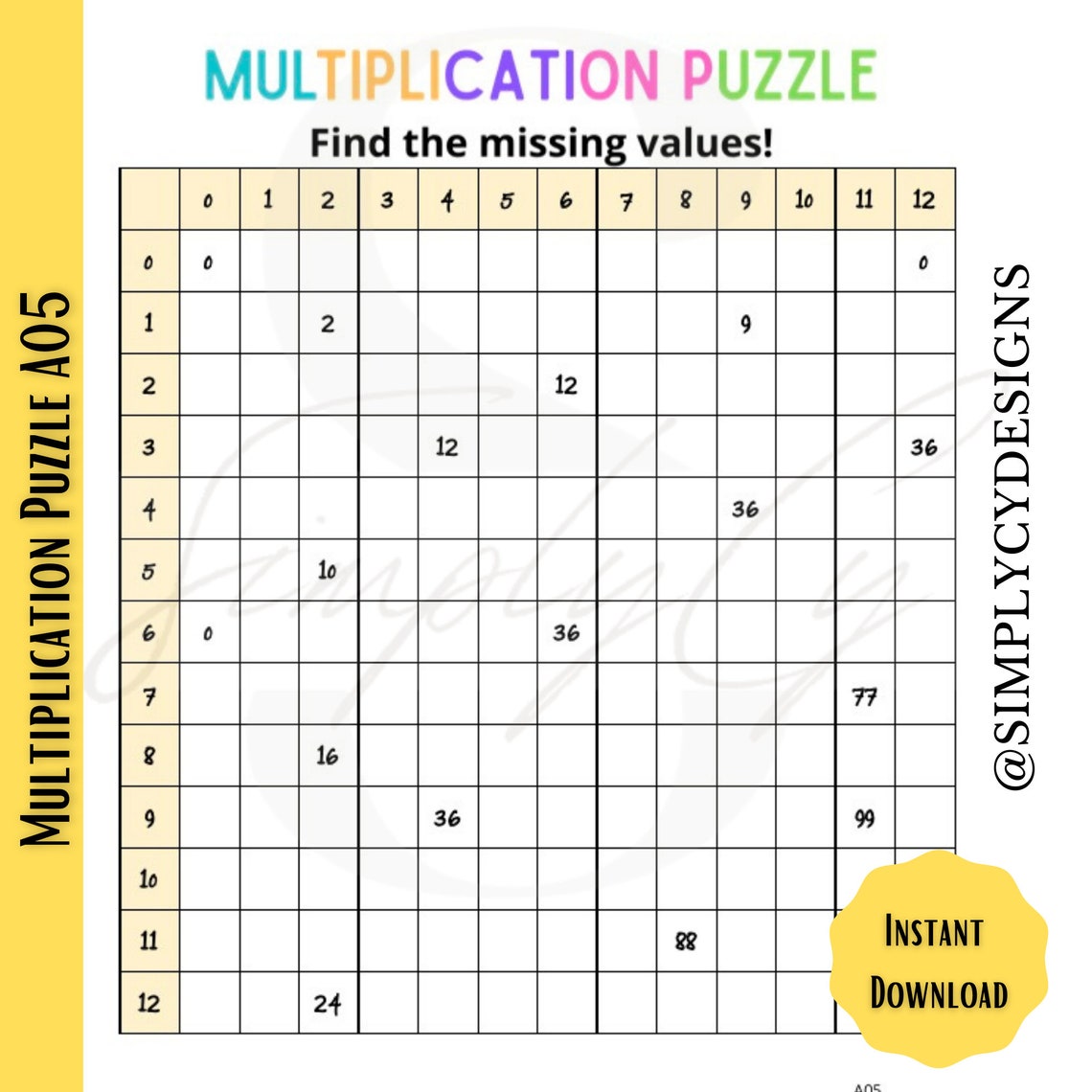 Multiplication Puzzle Printable Game, Homeschool Math Aid, Learning Aid ...
