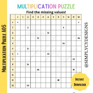 Multiplication Puzzle Printable Game, Homeschool Math Aid, Learning Aid ...