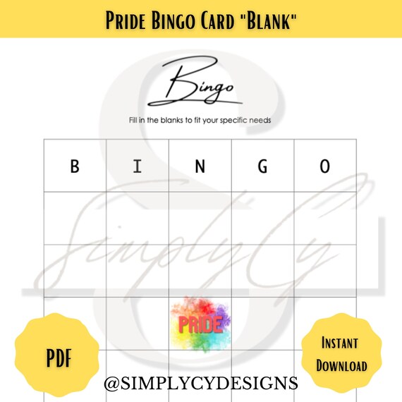 Pride Bingo Card Template, Pride Bingo Game, LGBTQI Bingo Card, LGBTQ ... Pride Bingo Card Template, Pride Bingo Game, LGBTQI Bingo Card, LGBTQ ...