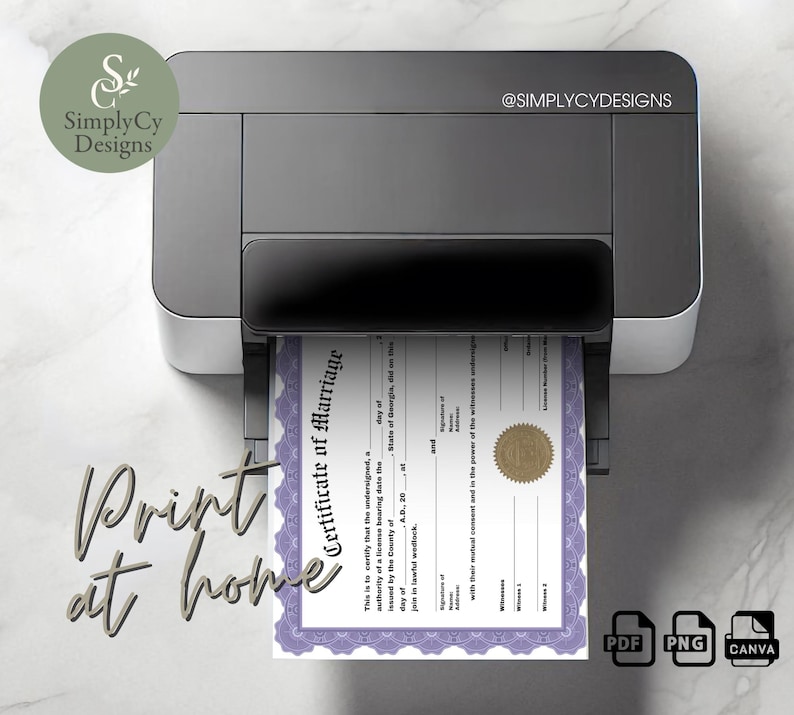 Georgia Marriage Certificate Template, Printable Wedding Certificate ...