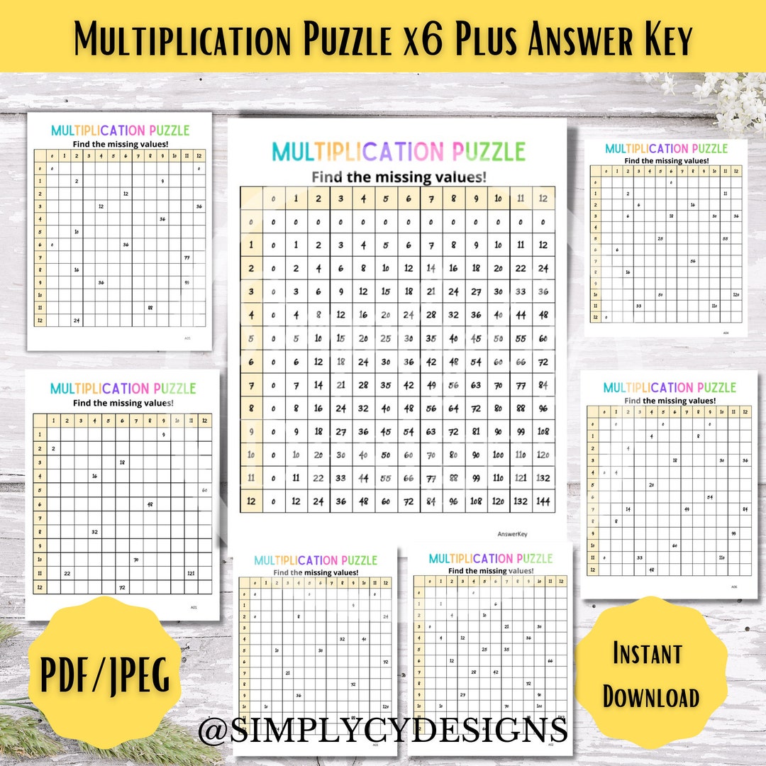Multiplication Puzzle Printable Game, Homeschool Math Aid, Learning Aid ...