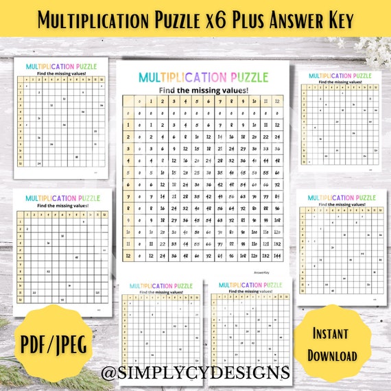 Multiplication Puzzle Printable Game Homeschool Math Aid - Etsy
