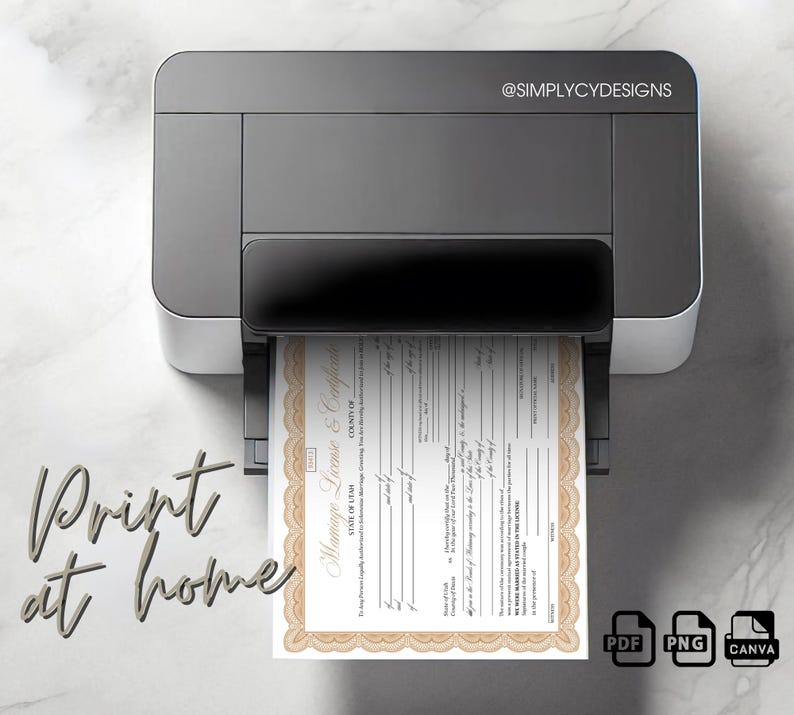 Utah Marriage License, Digital Download, Utah Wedding Certificate ...