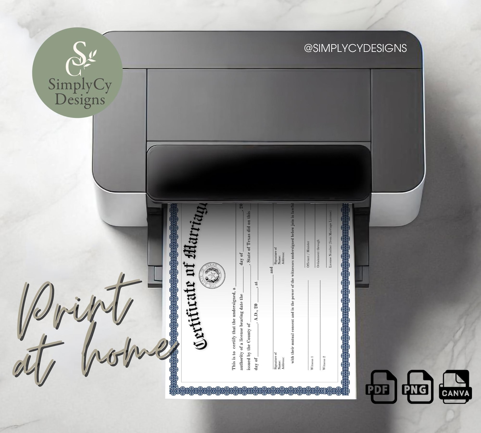 Texas Marriage Certificate Printable – Editable Wedding Keepsake With ...
