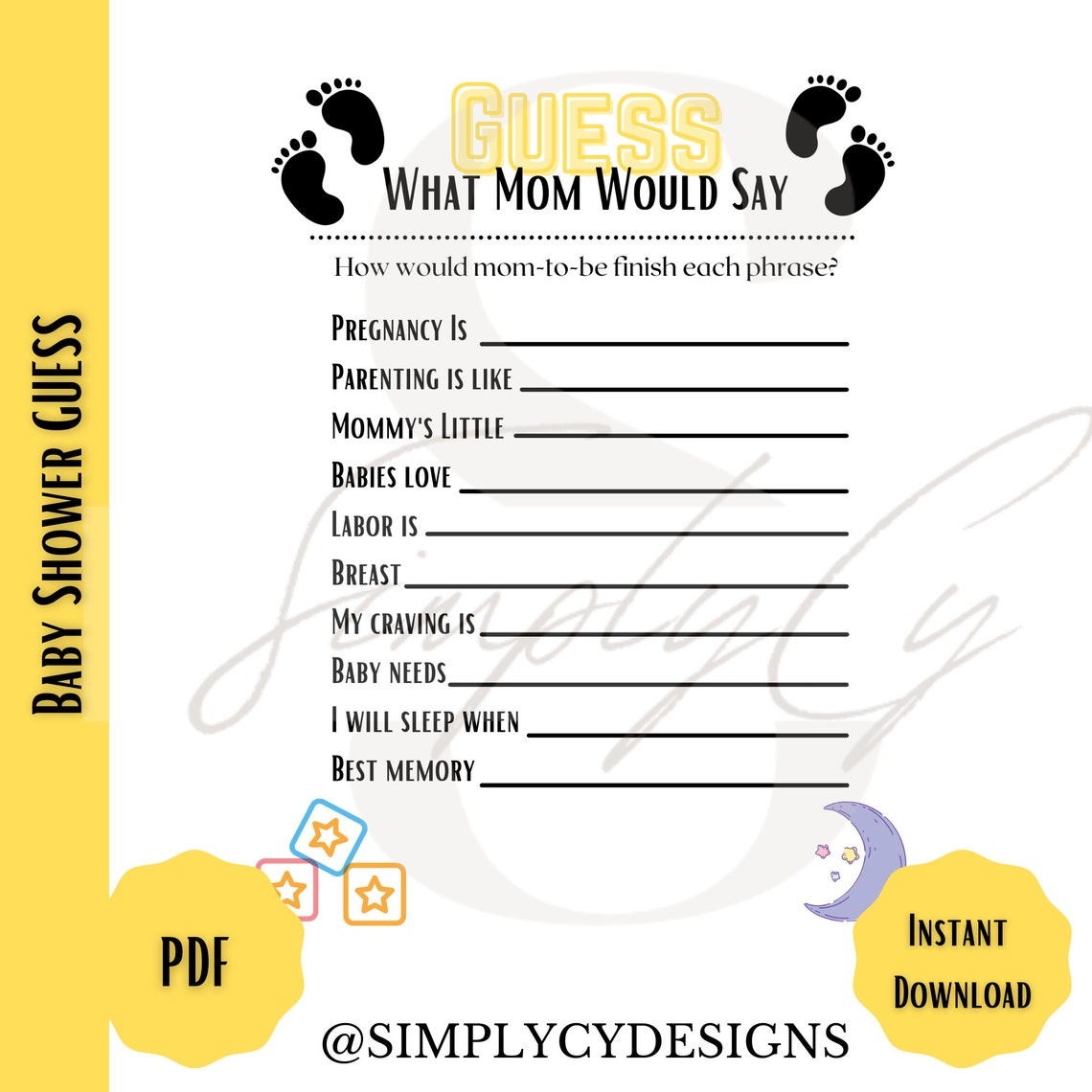Baby Shower Guessing Game Printable Shower Game Guessing Mom - Etsy