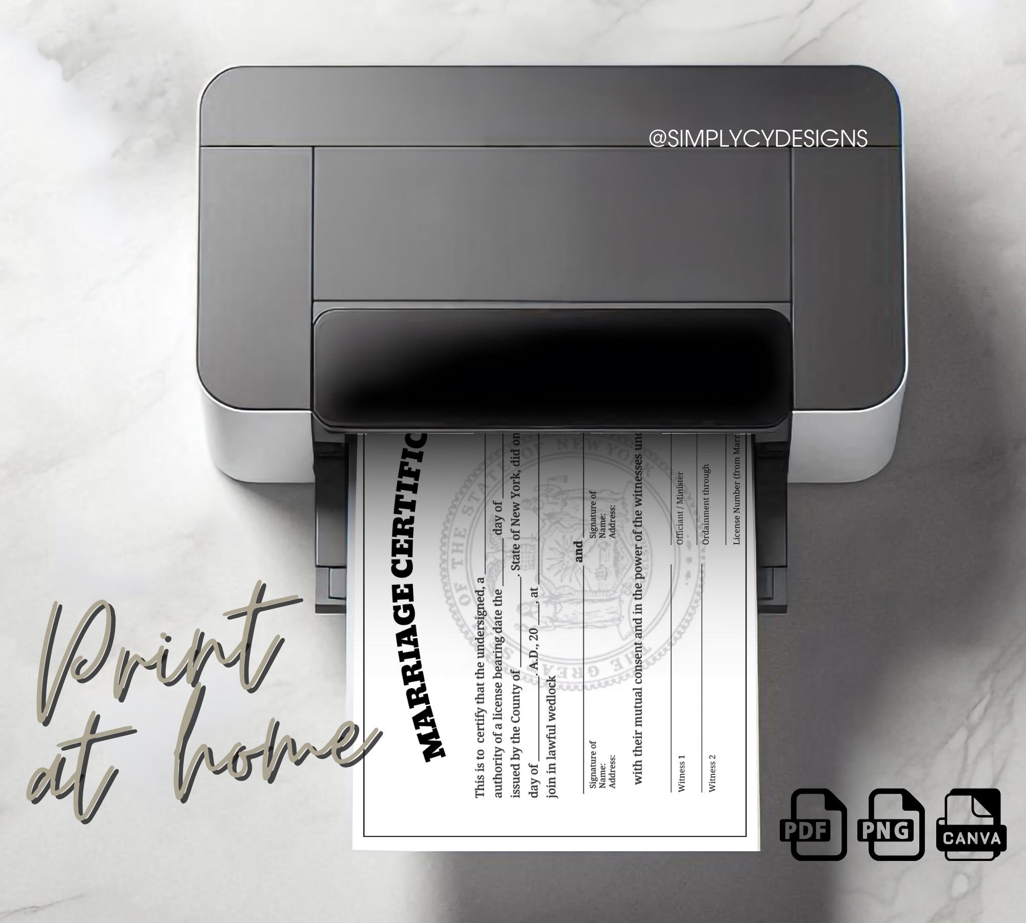 New York Marriage Certificate – Printable Wedding Keepsake or Fake ...