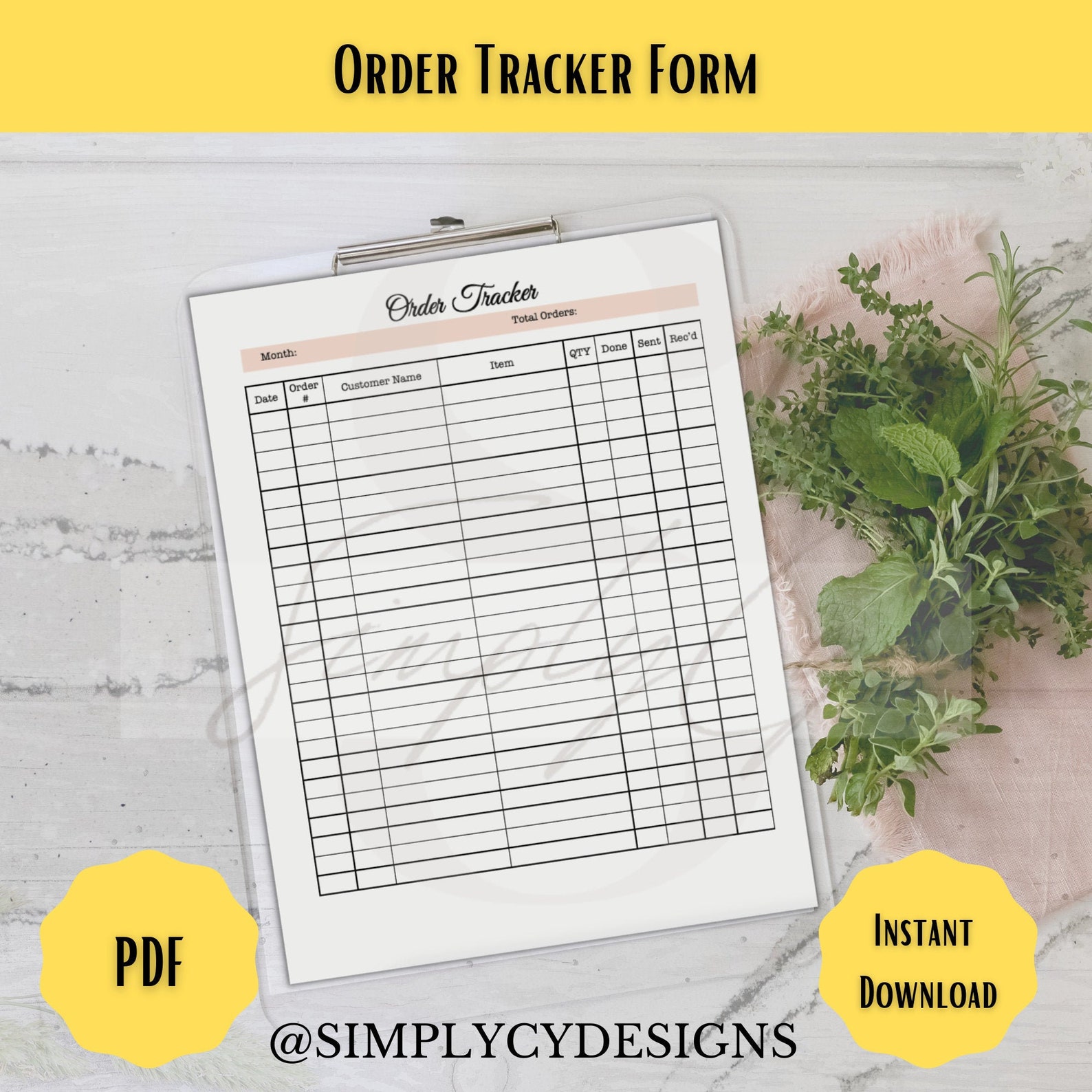 Order Tracker Worksheet, Order Template, Etsy Sales Order Tracker ...
