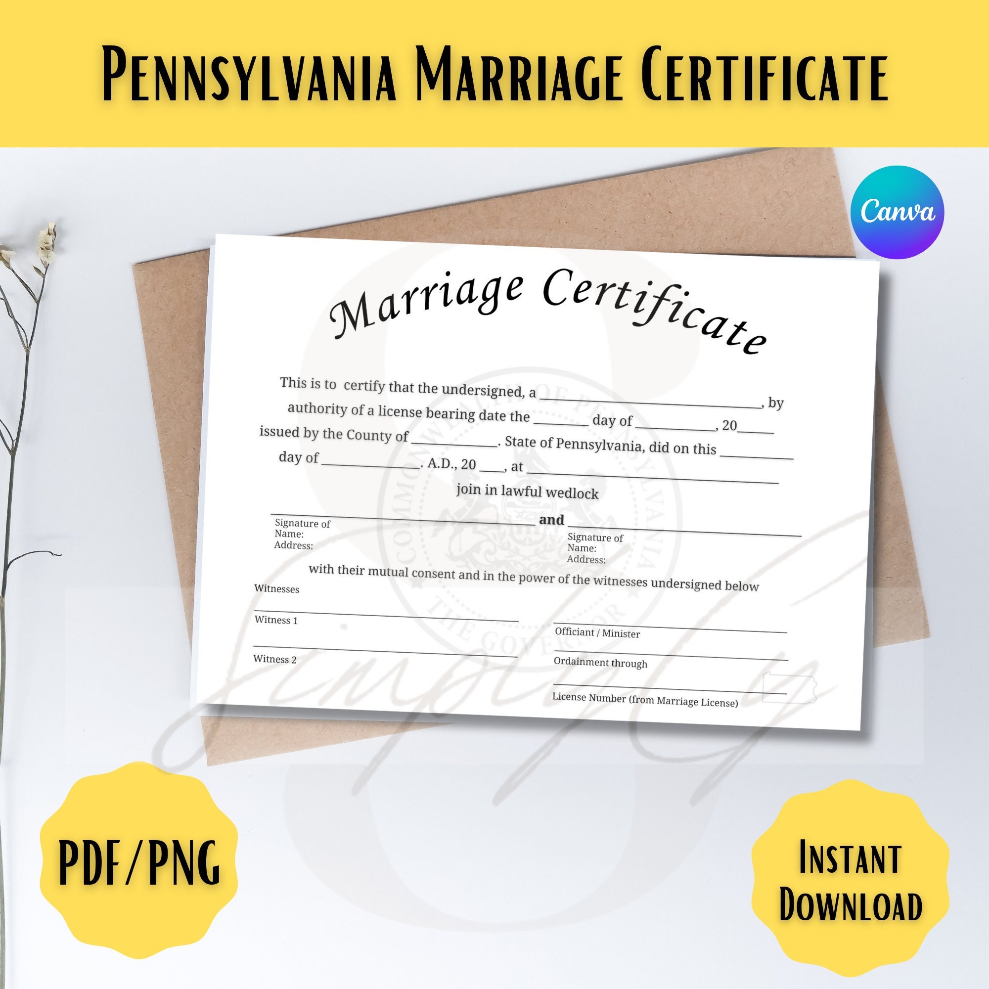 Wedding certificate pa | Honestweddingadvice.com