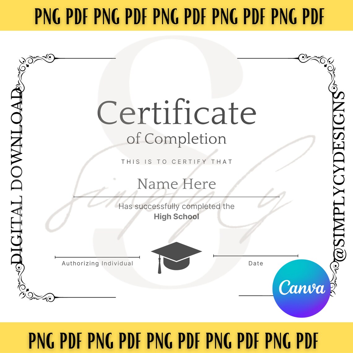 Customizable Certificate of Completion High School, High School ...