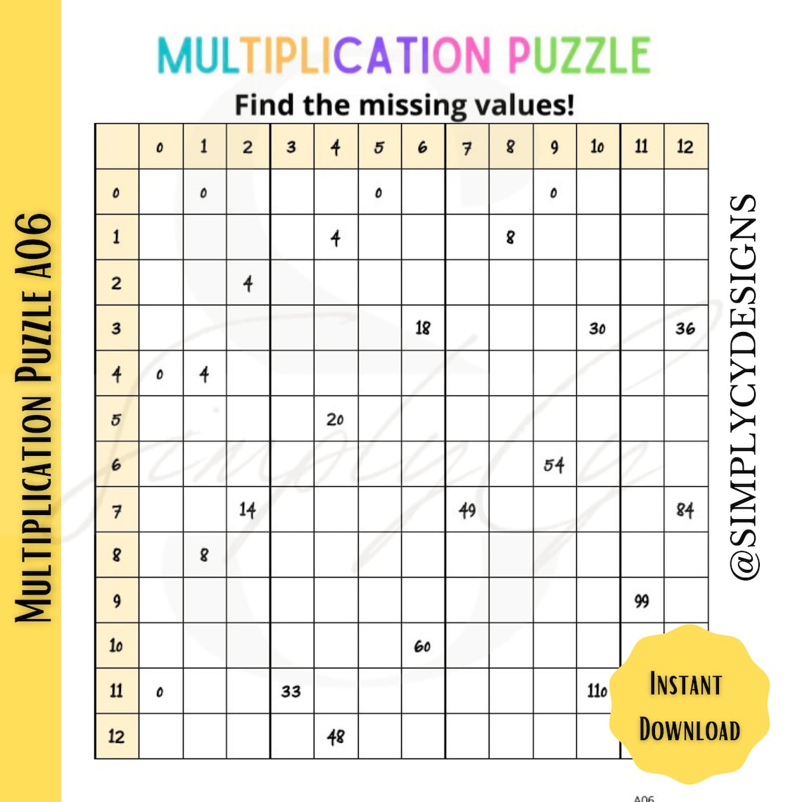 Multiplication Puzzle Printable Game, Homeschool Math Aid, Learning Aid ...