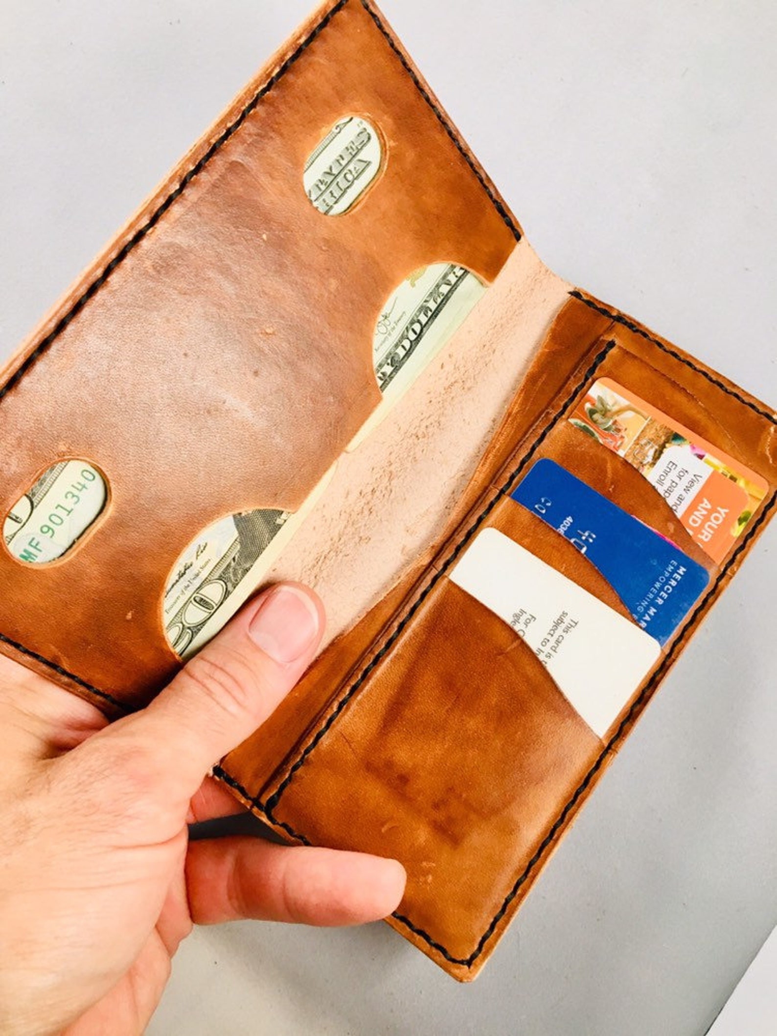 Handmade Leather Wallet Vegetable Tanned Leather Hand Dyed | Etsy