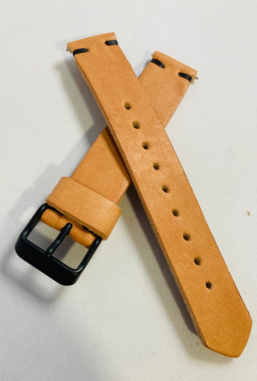 Natural Horween Leather Watch Strap /natural Watch Band / Handmade 18 ...
