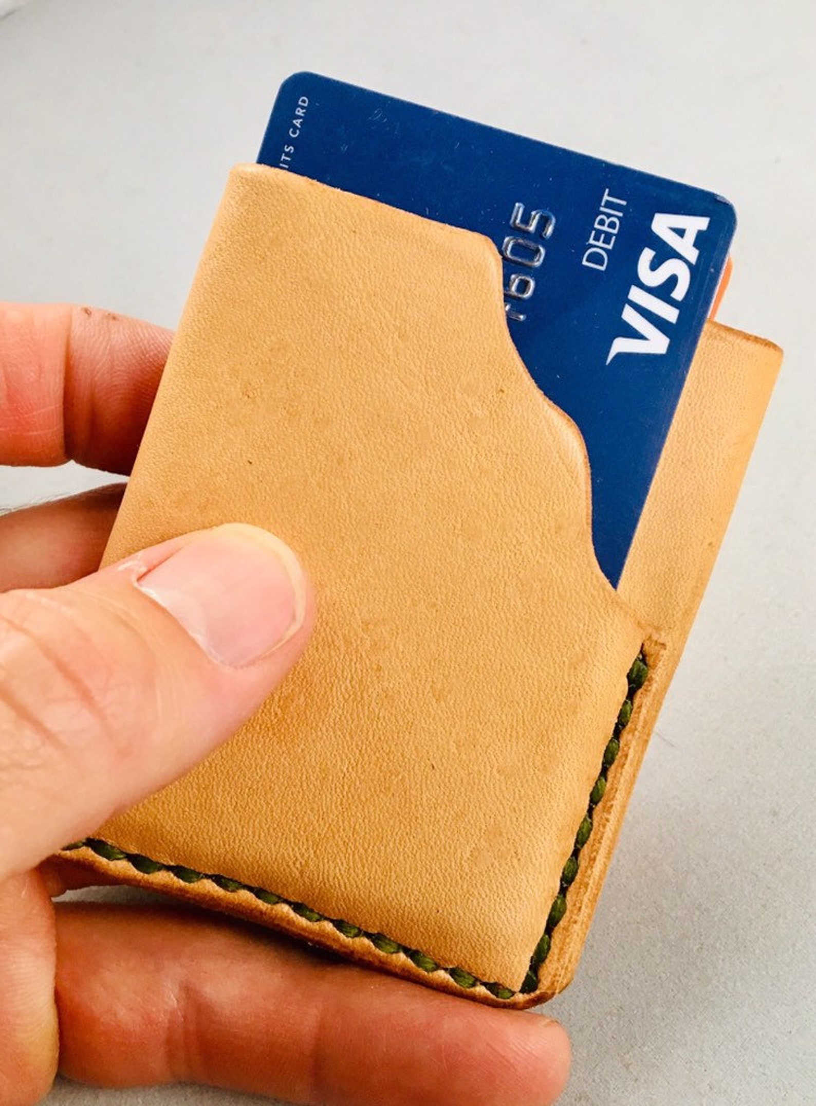 Full grain veg tan leather wallet hand made vertical wallet. | Etsy