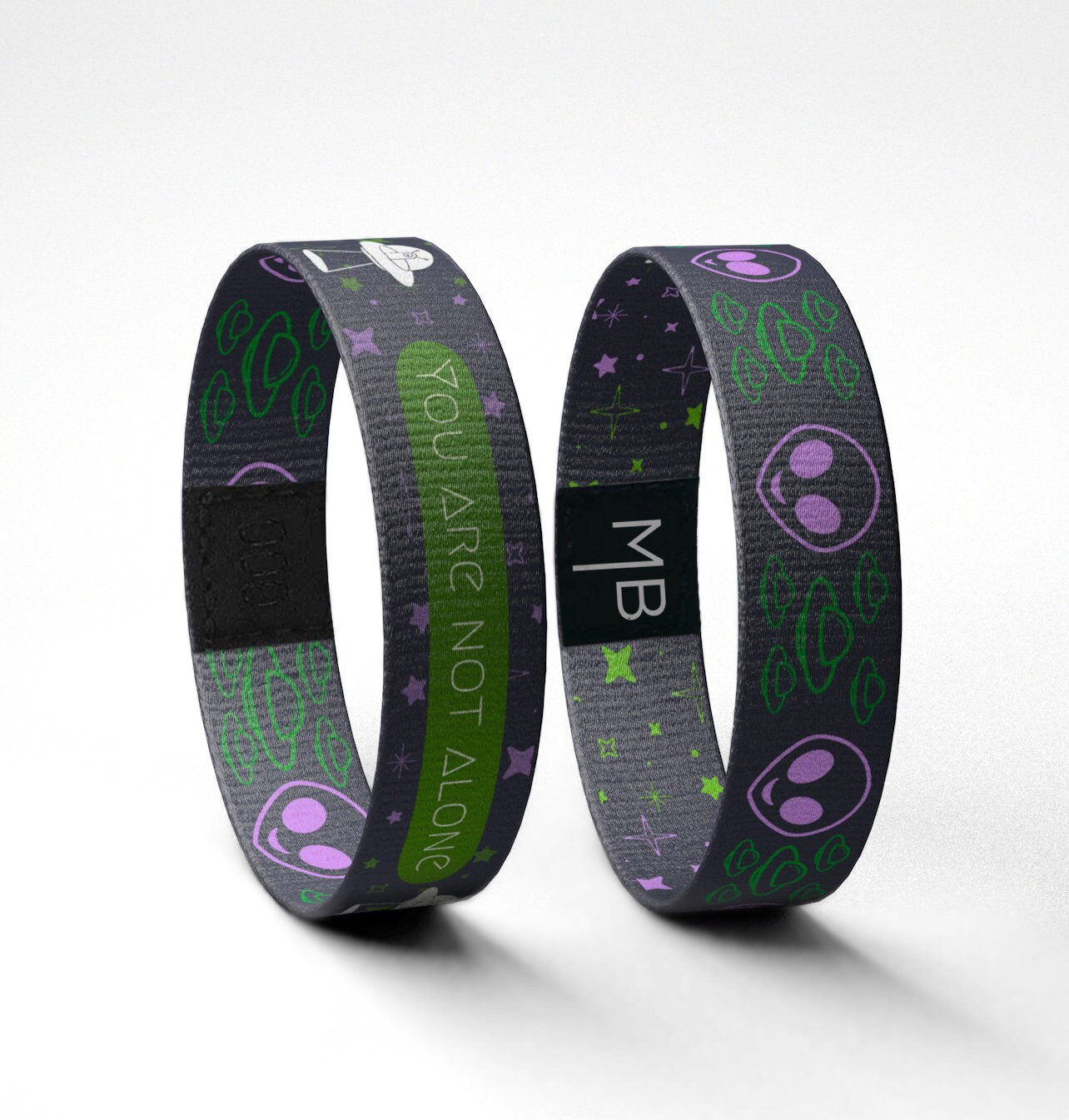 You Are Not Alone Alien Theme Motivational Wristband Reversible ...
