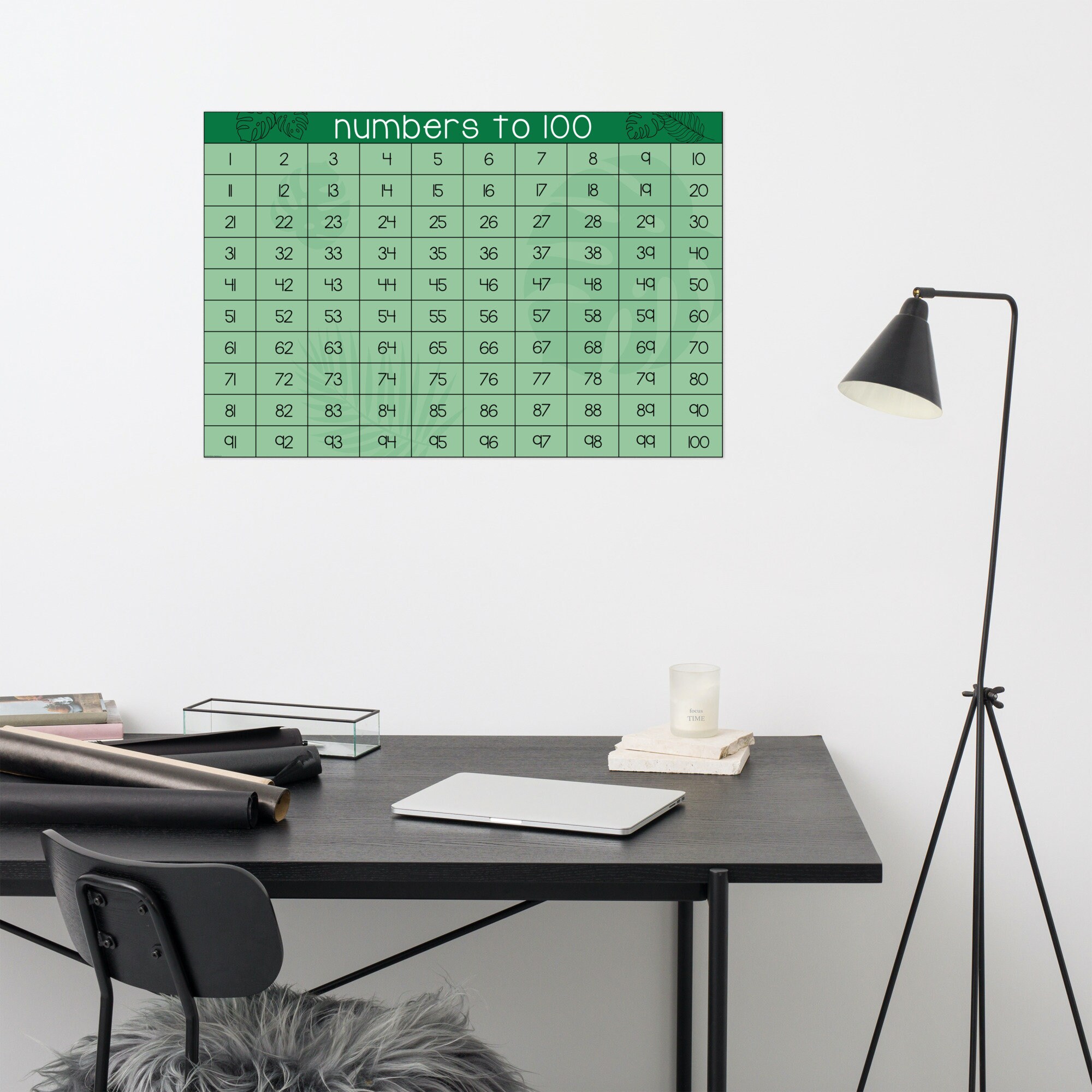 Modern Greenery Hundred Chart - Etsy