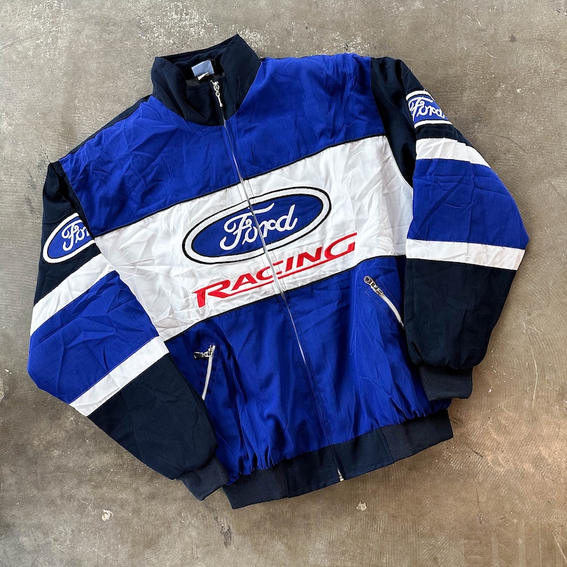 Mens FORD Racing Performance Vintage F1 Daytona Team Quilted Lined Shop ...