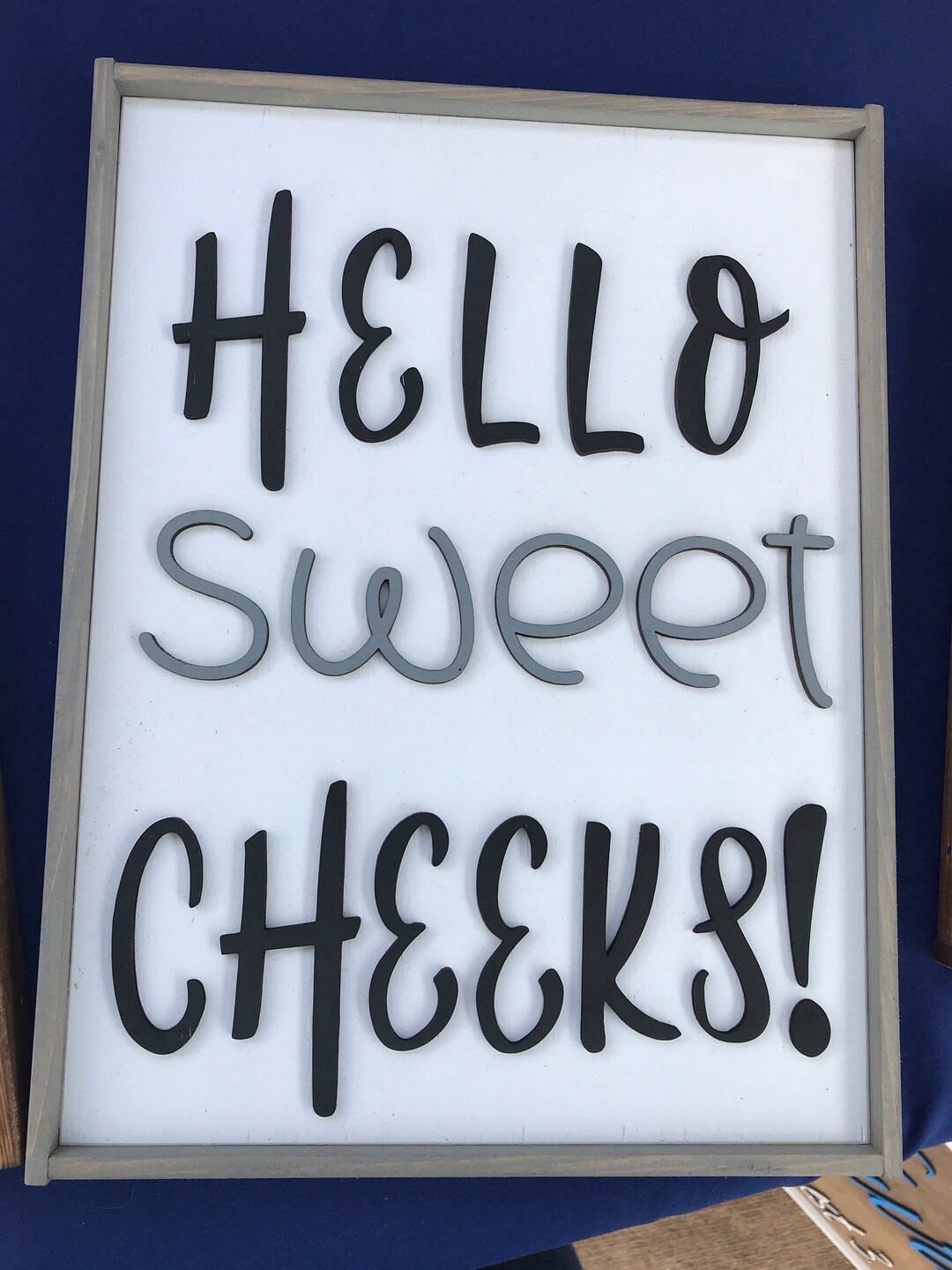 Hello Sweet Cheeks Wood Sign Bathroom Decor Humor Quote Home Decor ...