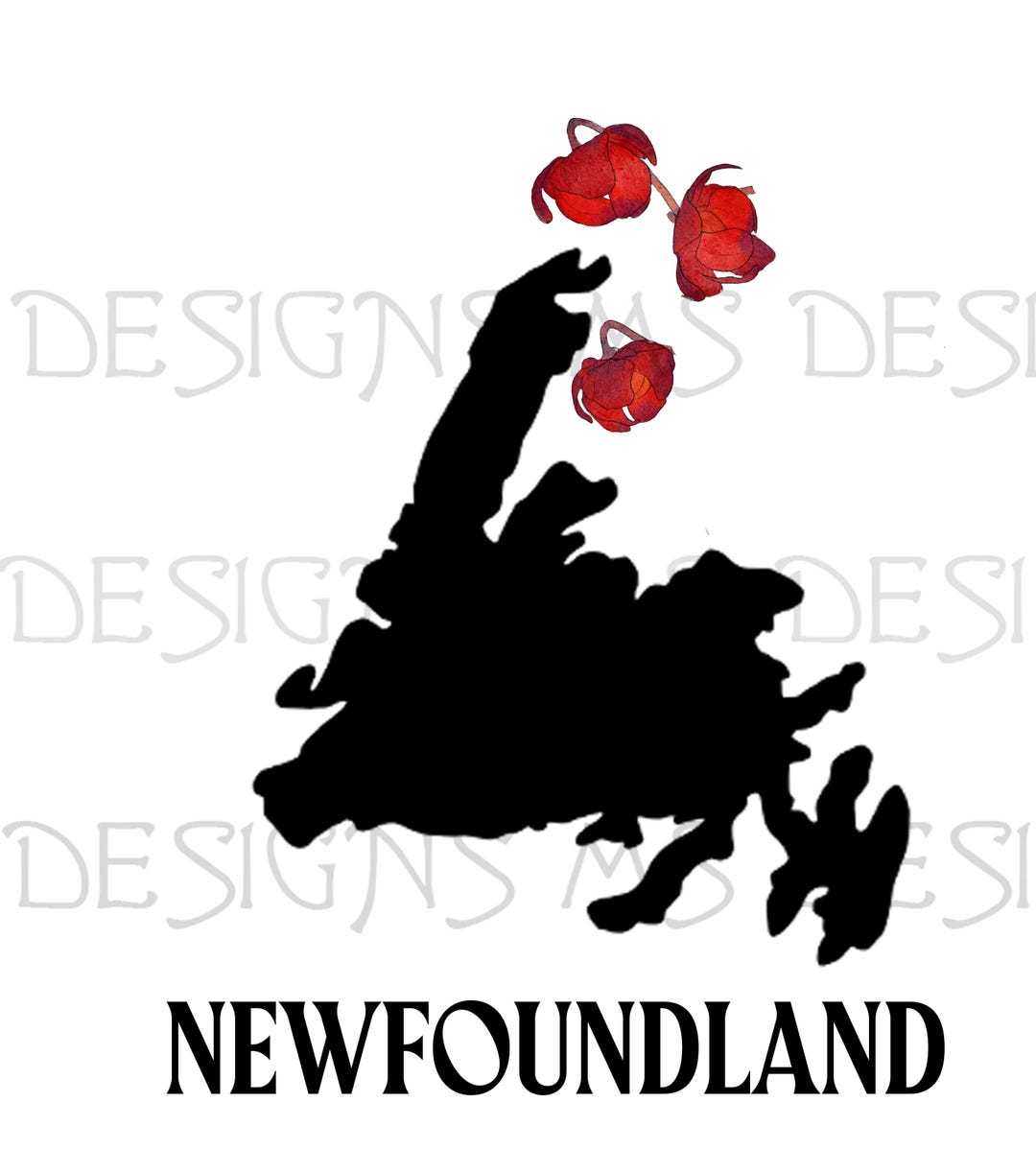 Newfoundland Map With Pitcher Plant (commercial Files) - Etsy