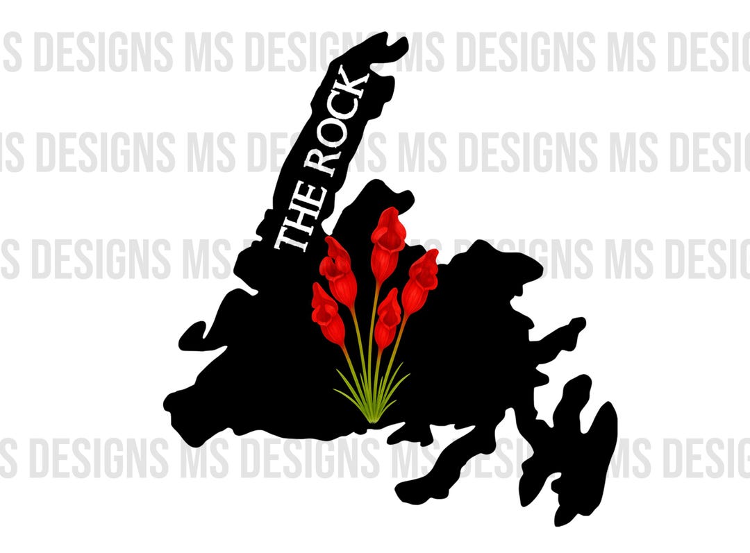 Newfoundland Map With Pitcher Plant - SVG -PNG- JPEG - Gif - Commercial ...
