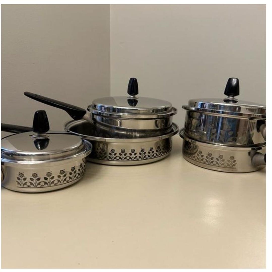 Regal 18-8 3ply Floral Design Stainless Steel Cookware Set 8 Piece With ...