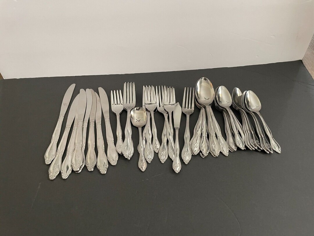 Customcraft Monogrammed Stainless Steel Flatware “U” 50 Pc|8 Piece ...