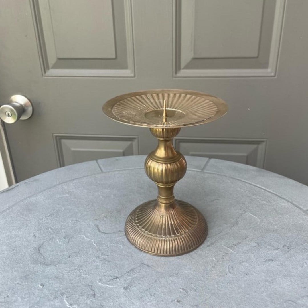 Vintage Brass Spike Pillar Ornate Candlestick Candle Holder - Etsy