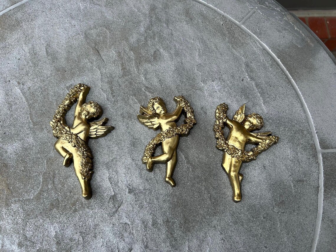 Cherub Angels Mini Figurines Set of 3 Wall Decor - Etsy