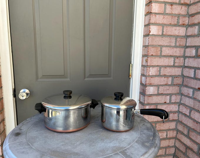 Revere Ware 1801 Stainless Steel 4 Piece Copper Bottom Stockpot ...