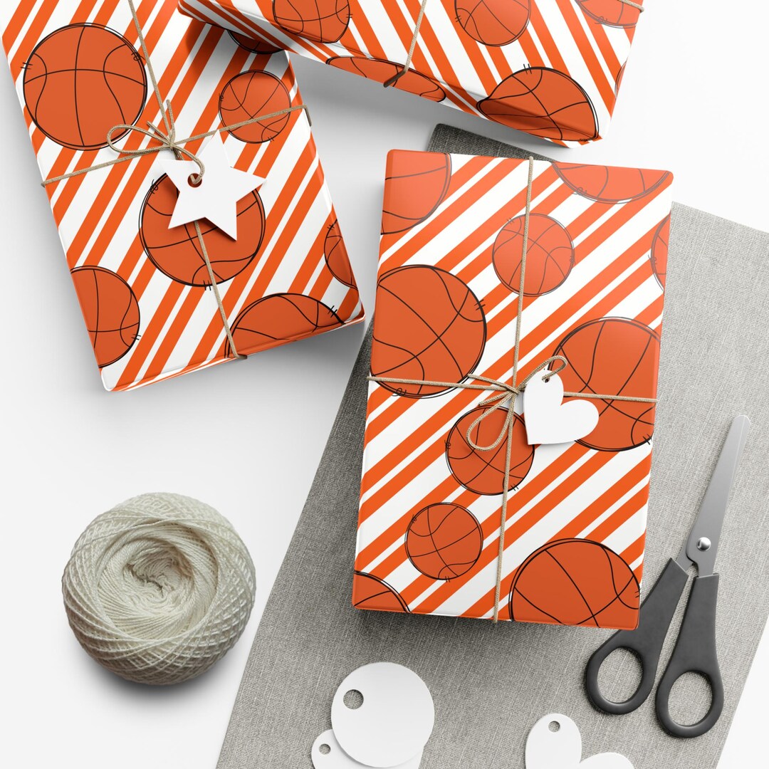 Orange Basketball Wrapping Paper Roll for Basketball Christmas Holiday ...