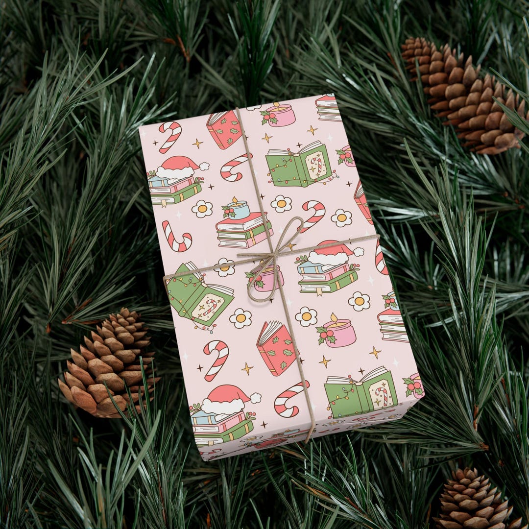 Christmas Book Wrapping Paper Roll for Book Lover Wrapping Paper for ...
