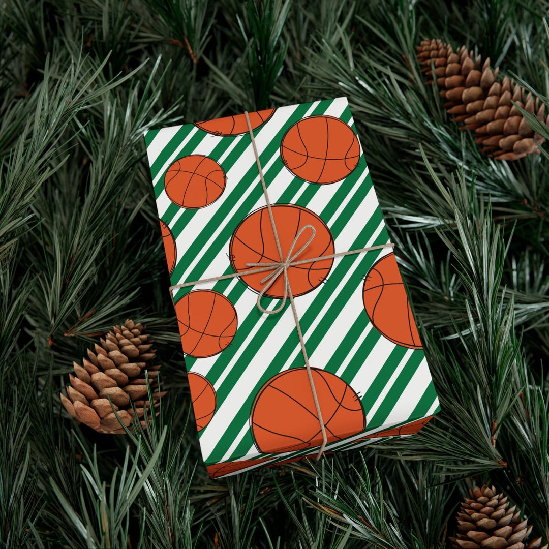 Green Basketball Wrapping Paper Roll for Basketball Christmas Holiday ...