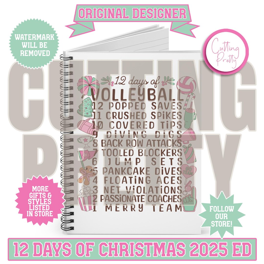 12 Days of Volleyball Christmas Notebook for Volleyball Christmas Gift ...
