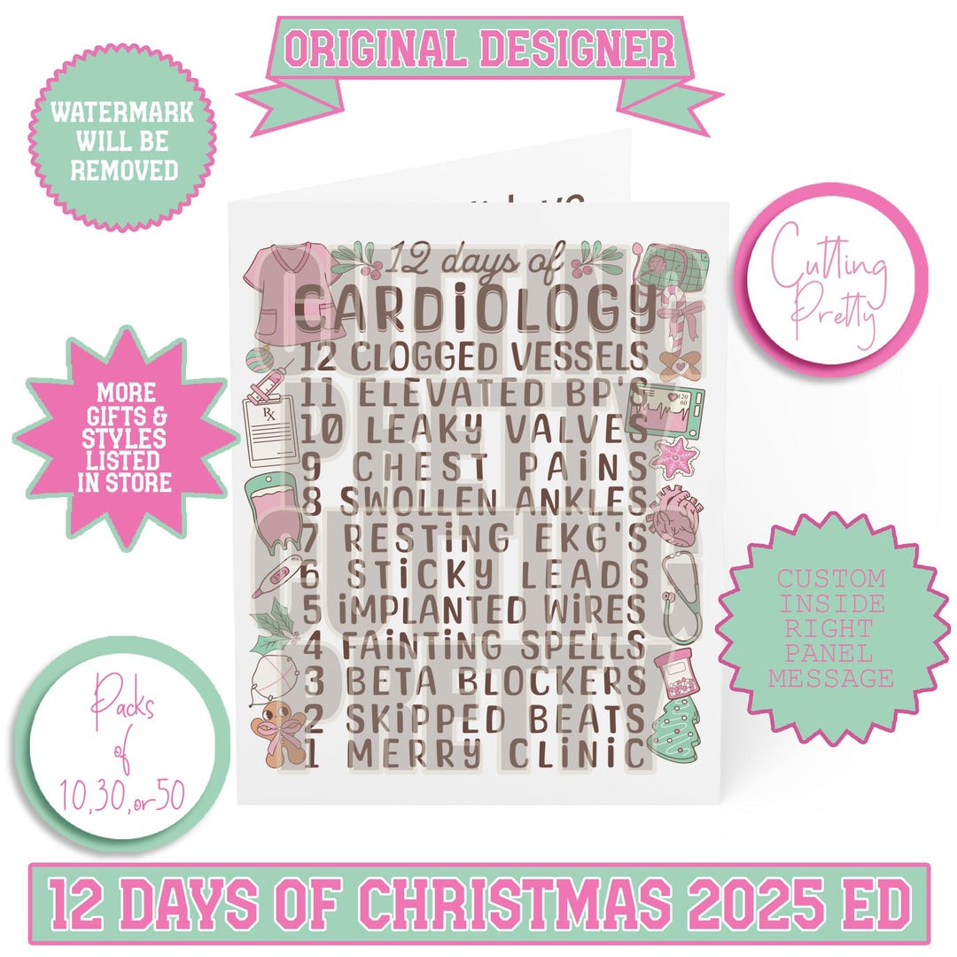 Cardiology Christmas Cards for Cardiology Office Greeting Cards for 12 ...