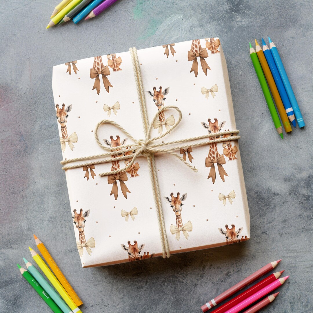 Giraffe Wrapping Paper Roll for Giraffe Birthday Wrapping Paper for ...