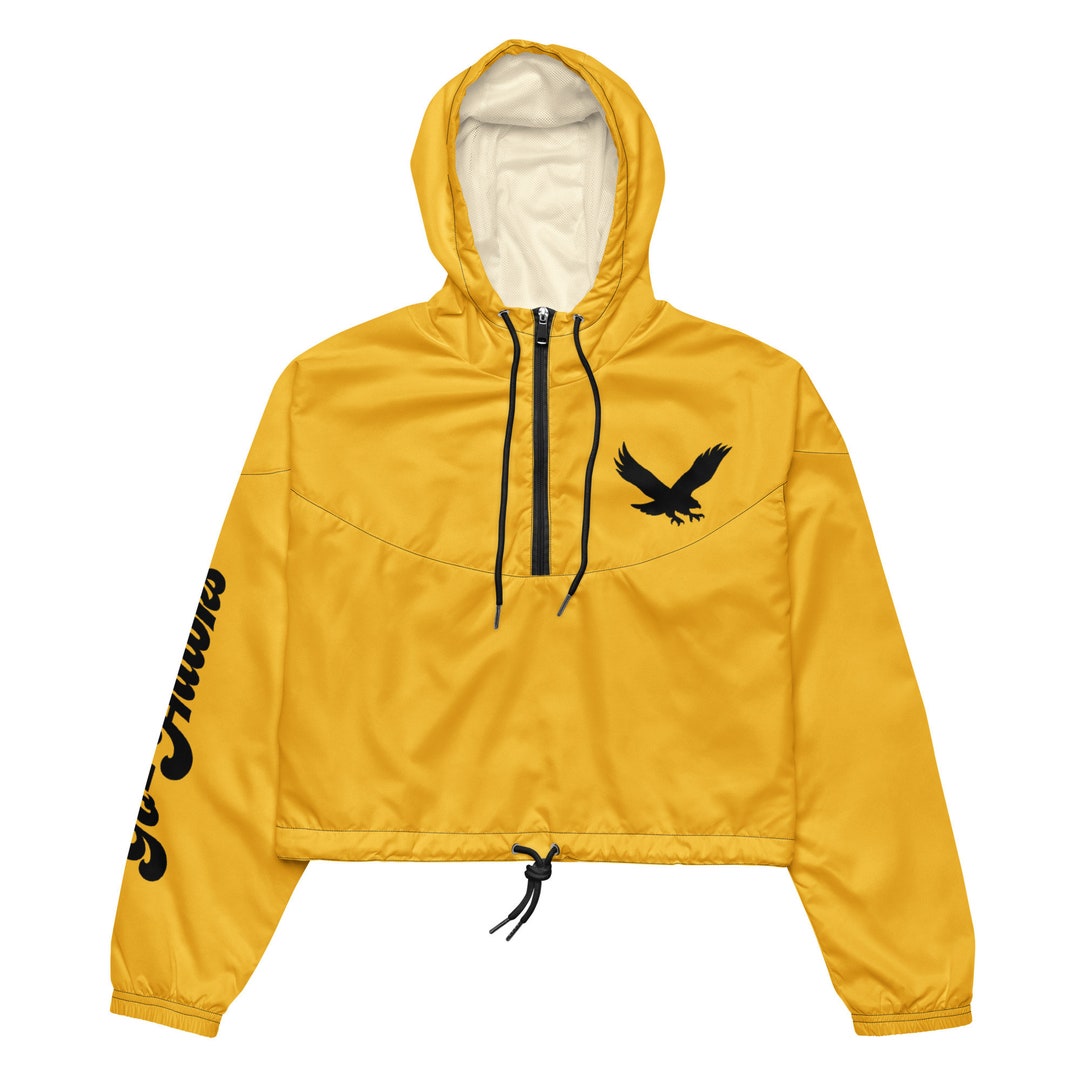 WSR Cursive Font Yellow Cropped Windbreaker - Etsy