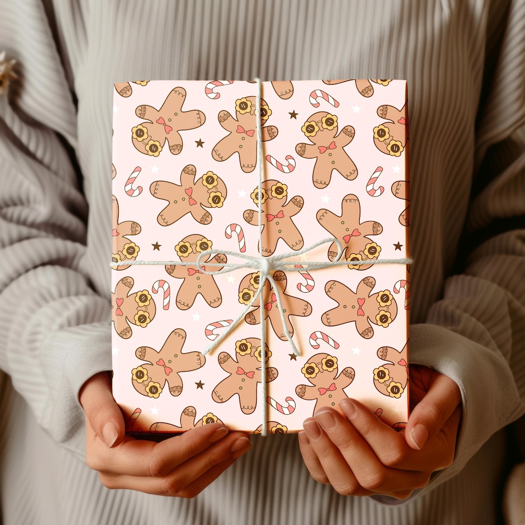 Gingerbread Christmas Wrapping Paper Roll Coquette Christmas Wrapping ...