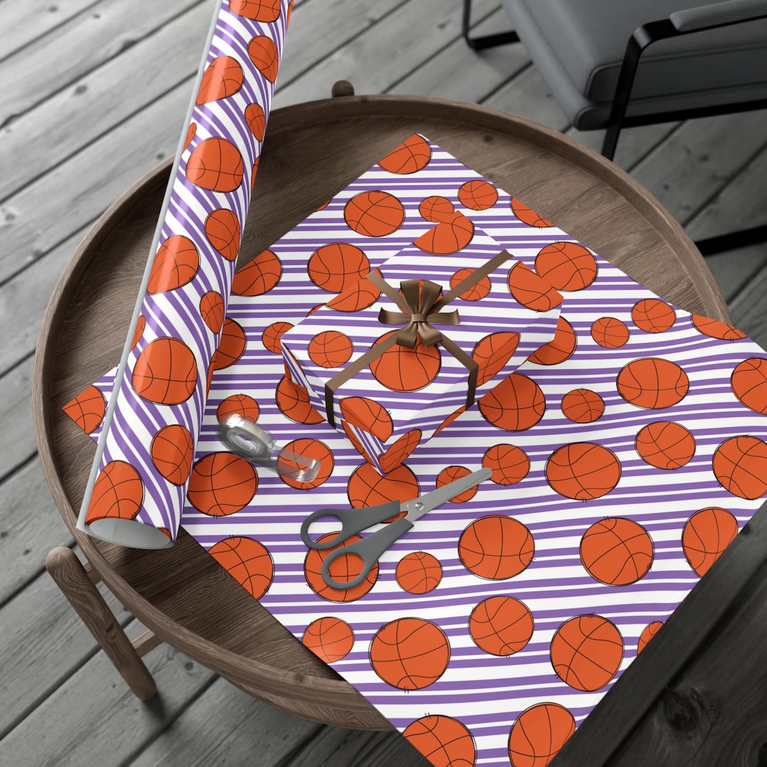 Purple Basketball Wrapping Paper Roll for Basketball Christmas Holiday ...