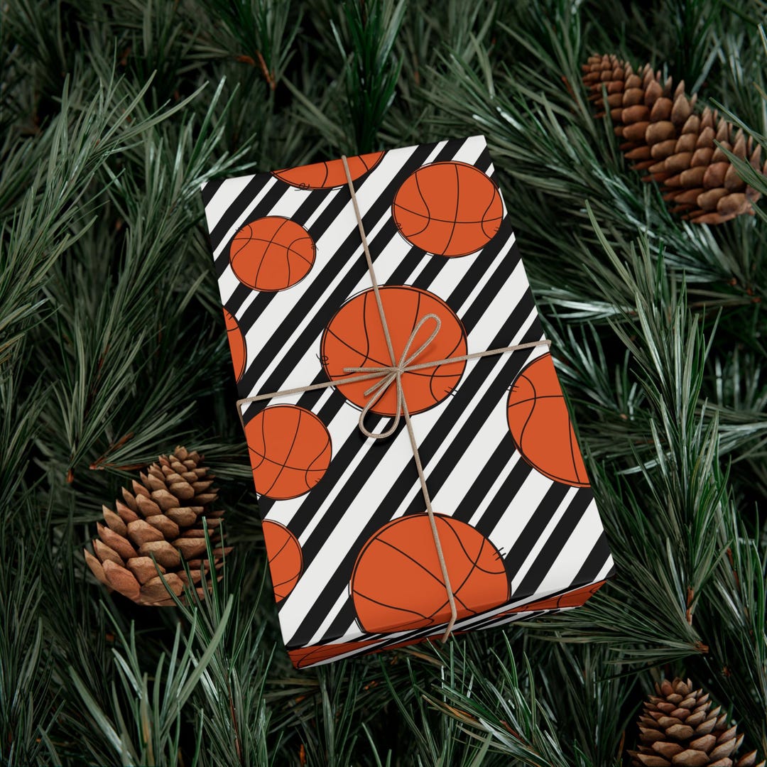 Red Basketball Wrapping Paper Roll for Basketball Christmas Holiday ...