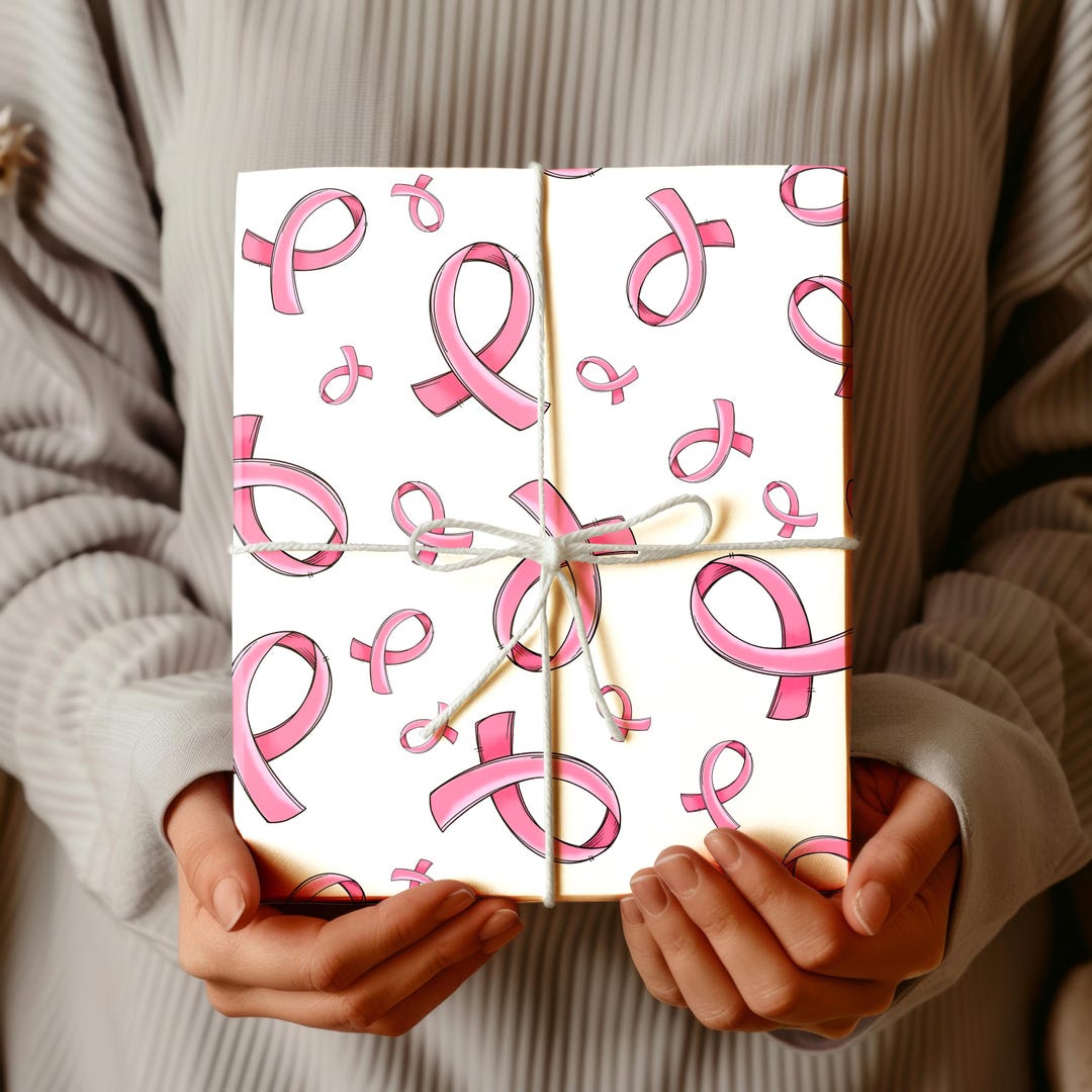 Pink Cancer Ribbon Wrapping Paper for Breast Cancer Survivor Wrapping ...
